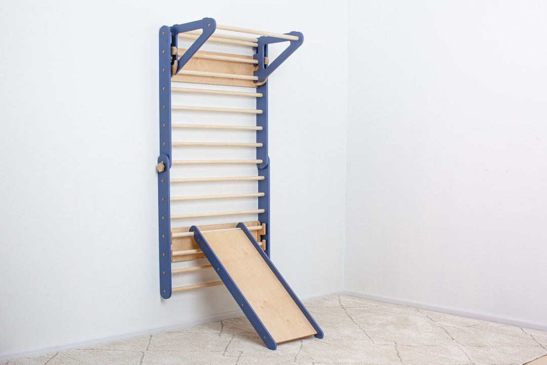 Climbing Triangle Wall Set: Montessori Gym With Slide & Pull-up Bar - Etsy