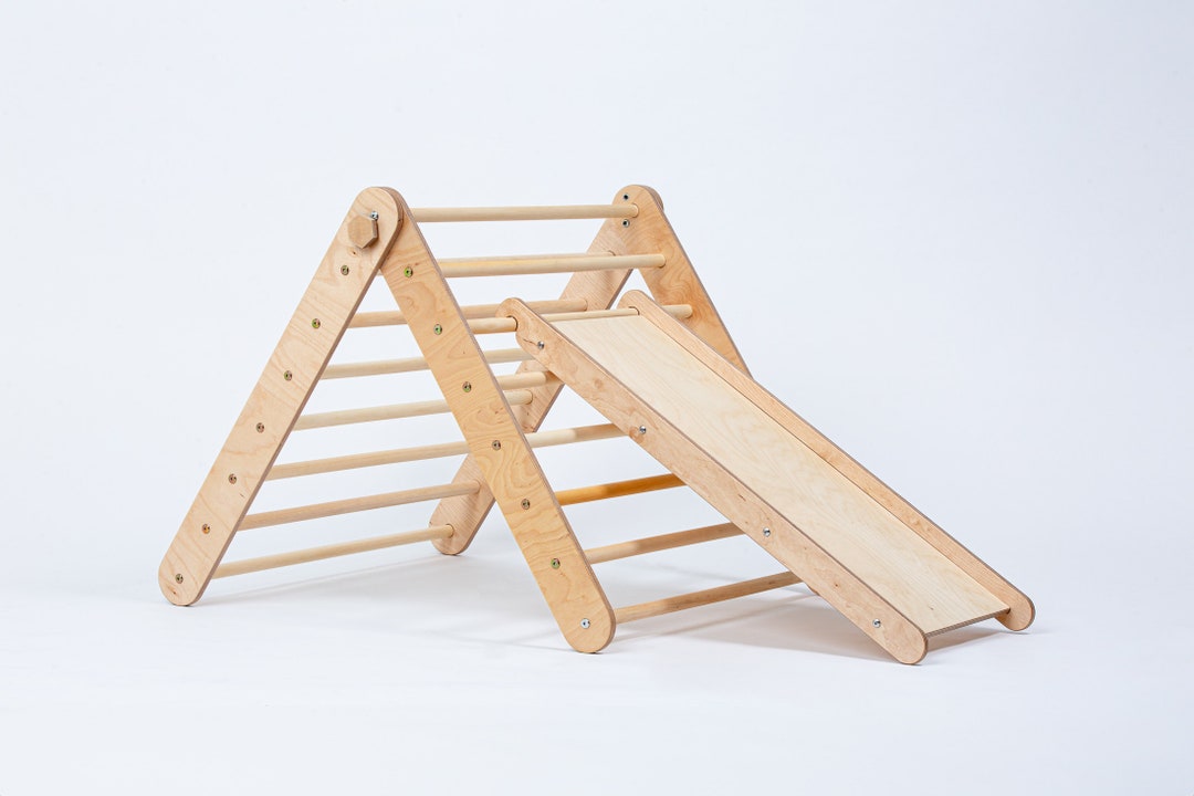 Climbing Triangle Floor Set With Slide, Foldable Climbing Triangle ...