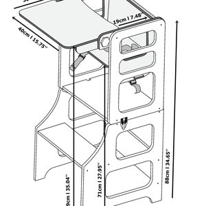 Foldable Montessori Kitchen Tower: Converts to Desk, Chair & High Chair ...