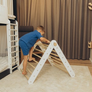 Climbing Triangle Wall Set With Slide, Gymnastic Wall With Pullup Bar ...