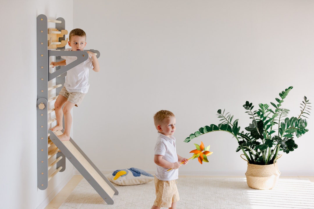 Climbing Triangle Wall Set With Slide: Montessori Gymnastic Ladder - Etsy