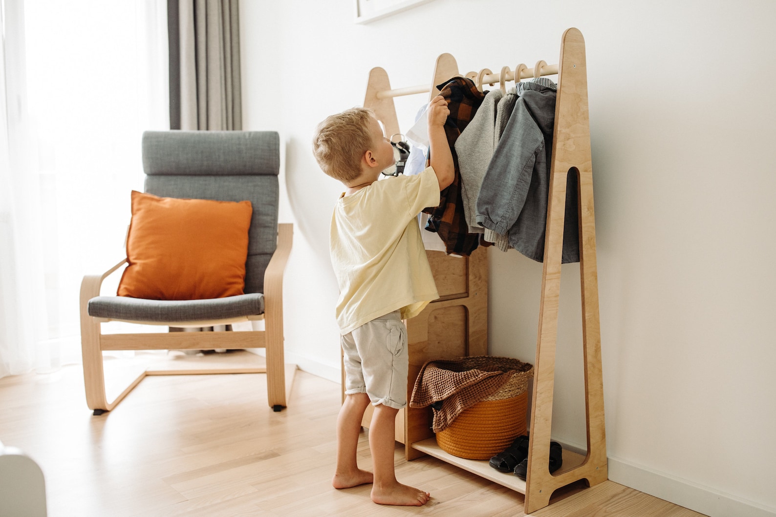 Children Wardrobe Montessori Clothing Rack Wooden Clothing - Etsy