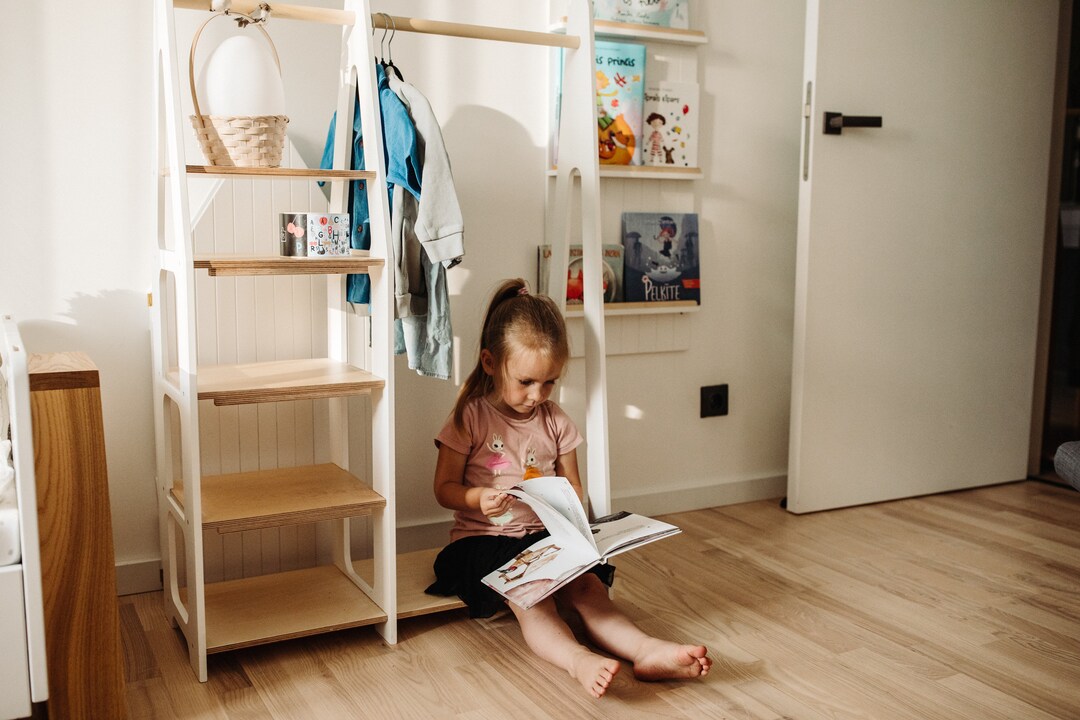 Children Wardrobe Montessori Clothing Rack Wooden Clothing - Etsy