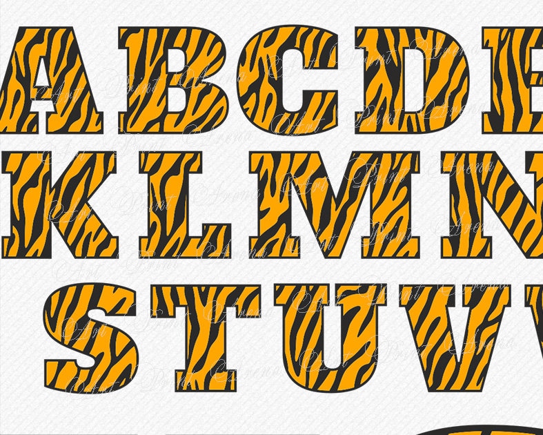 Tiger Font SVG Tiger Skin Font Animal Alphabet SVG Animal | Etsy