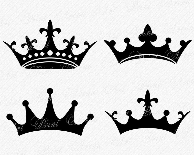 Crown Svg Cutting File Set Of 4 Crown Designs Tiara Svg Etsy