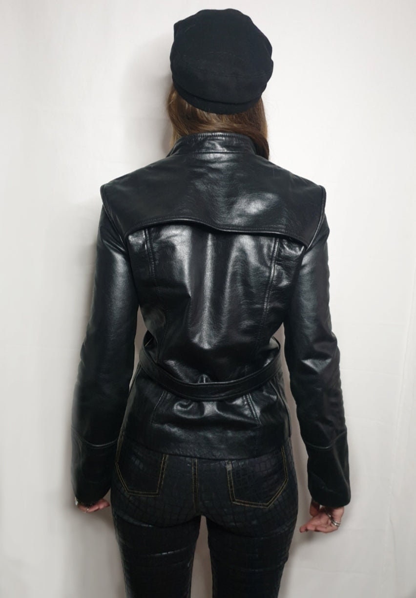 Double Breasted Black Leather Jacket - Etsy