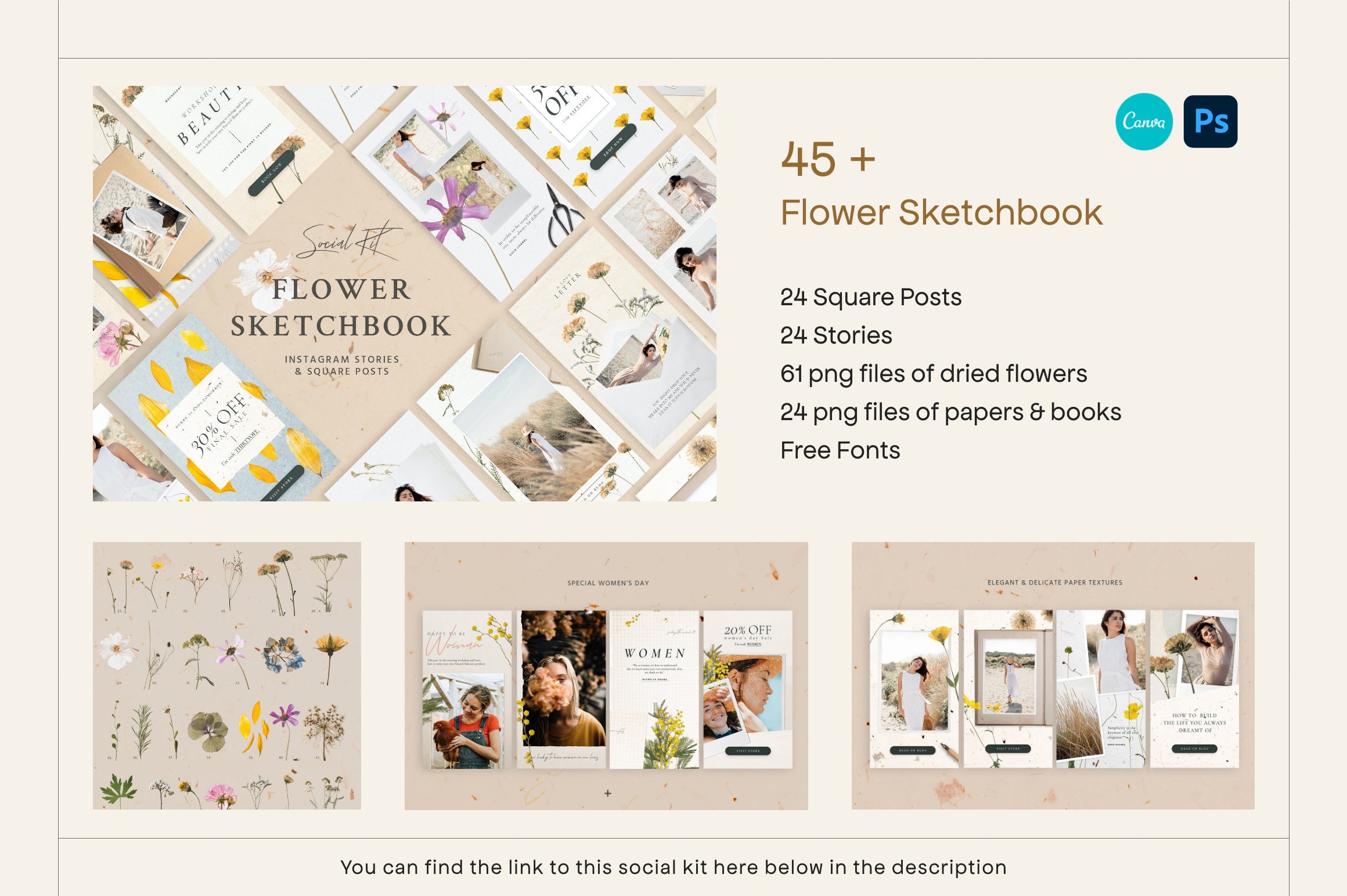 Social Kit BUNDLE. Instagram Post Template, Instagram Stories Canva ...
