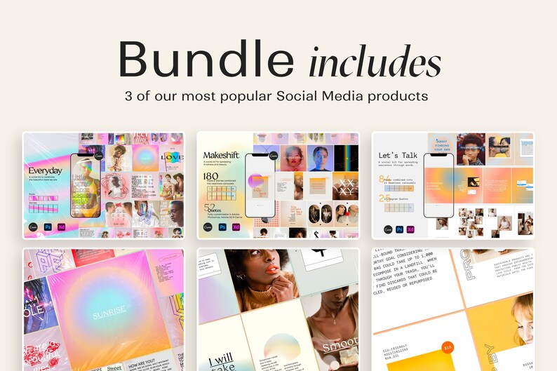 440 Gradients Templates Bundle - Social Media Bundle, Posts and Stories ...