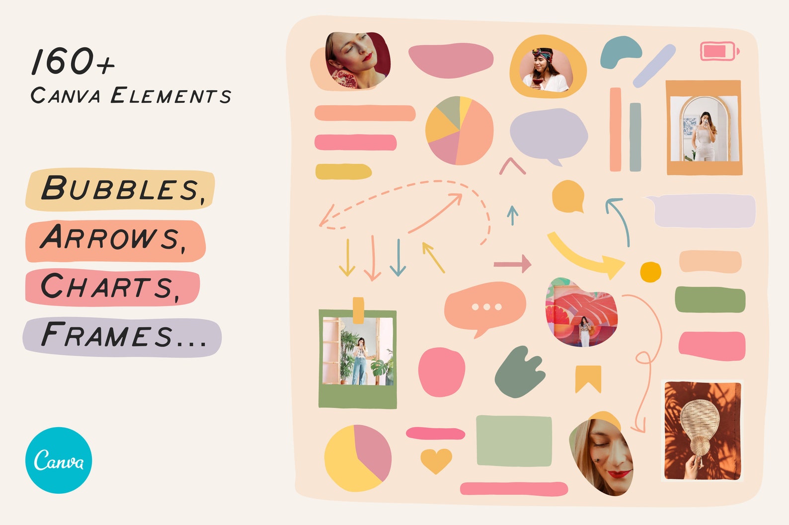 CANVA Elements Bubbles Arrows Frames. SVG. Vector. Canva Template ...