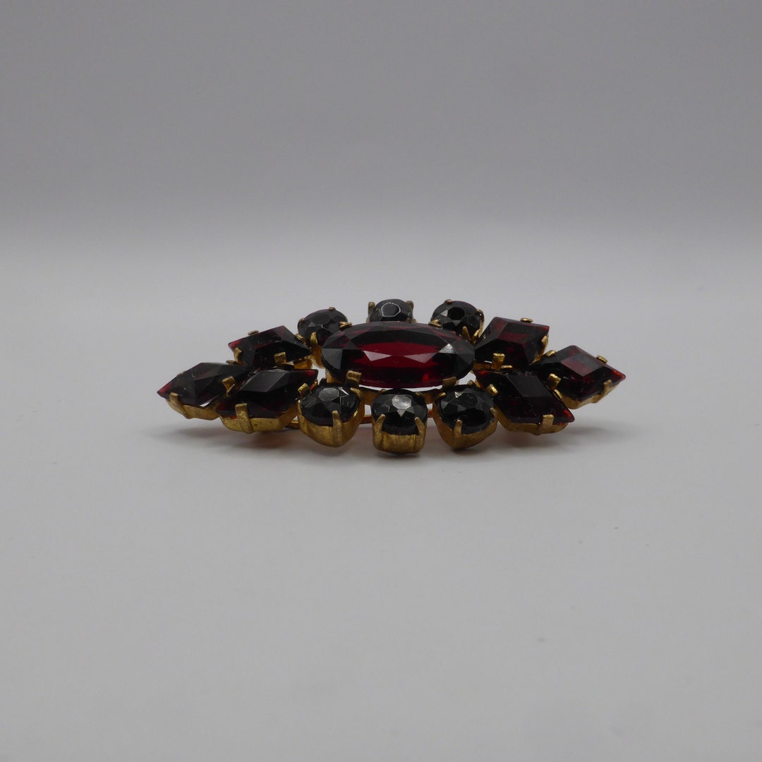 Victorian Bohemian Garnet Brooch Pin Signed Czech - Etsy