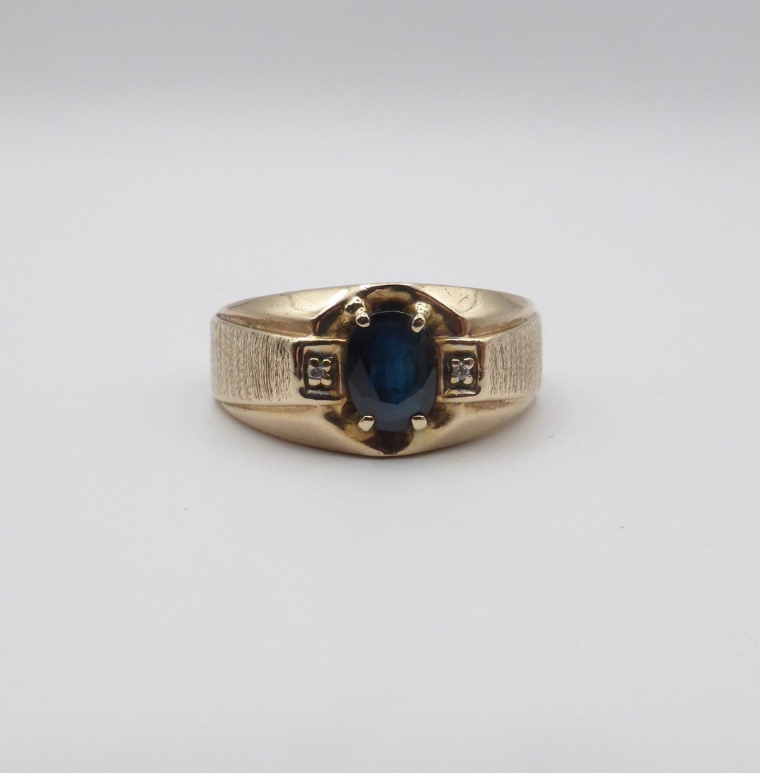 Luxurious Vintage Dark Blue Sapphire 10K Solid Gold DASON Ring | Wide ...