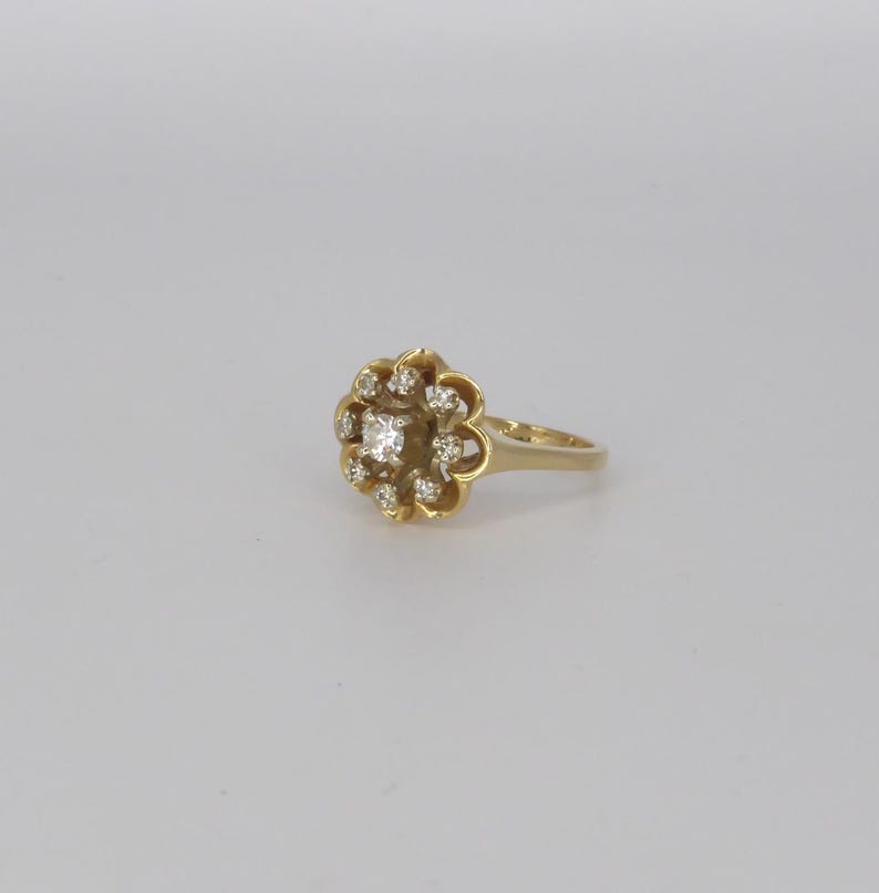 Vintage Diamond 14 K Solid Gold Dinner Ring 9 Diamond Cluster - Etsy
