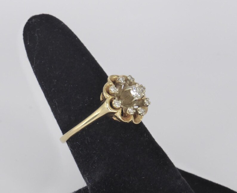 Vintage Diamond 14 K Solid Gold Dinner Ring 9 Diamond Cluster - Etsy