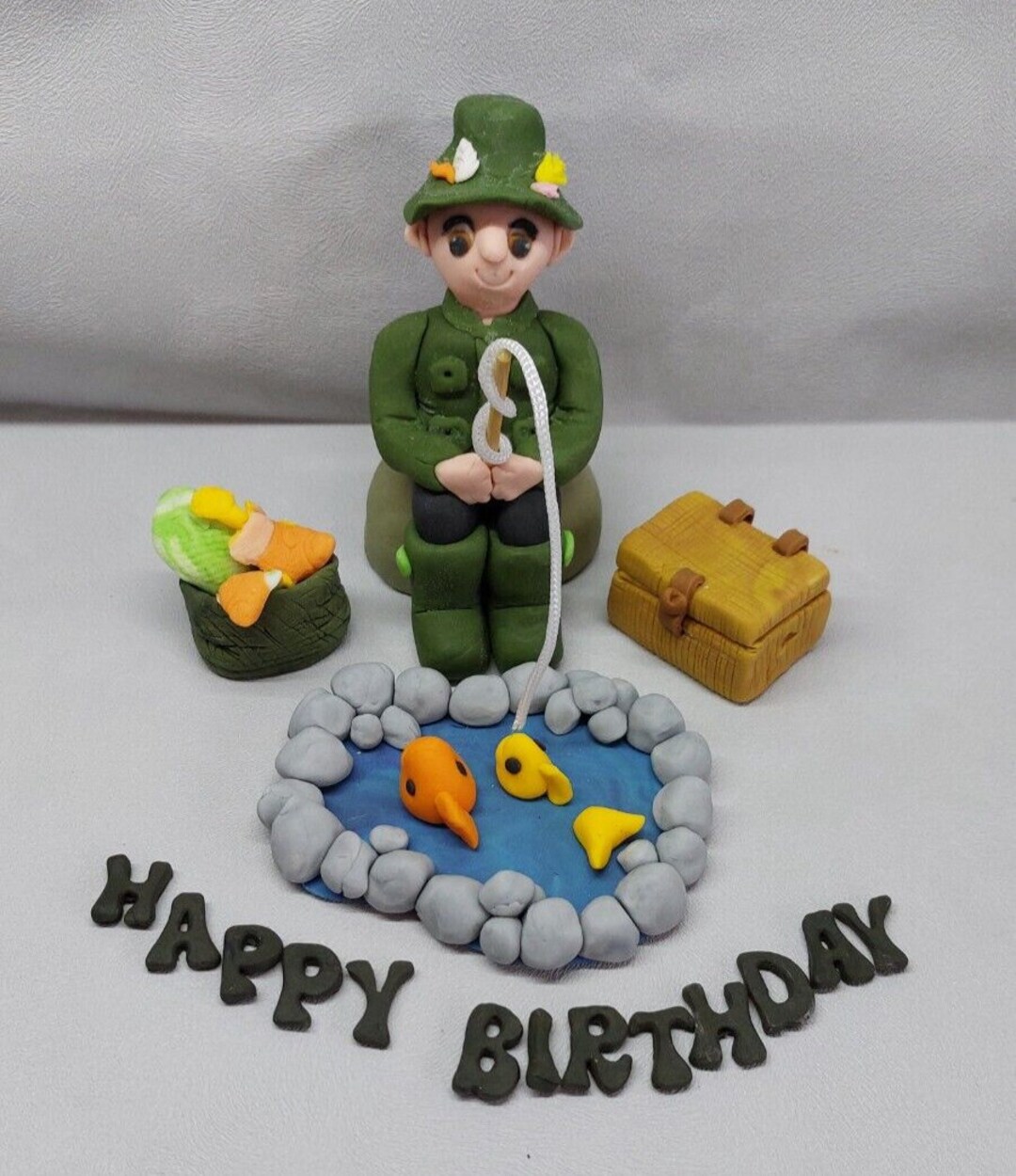 3d Fishing Fisherman Cake Topper Decoration - Etsy