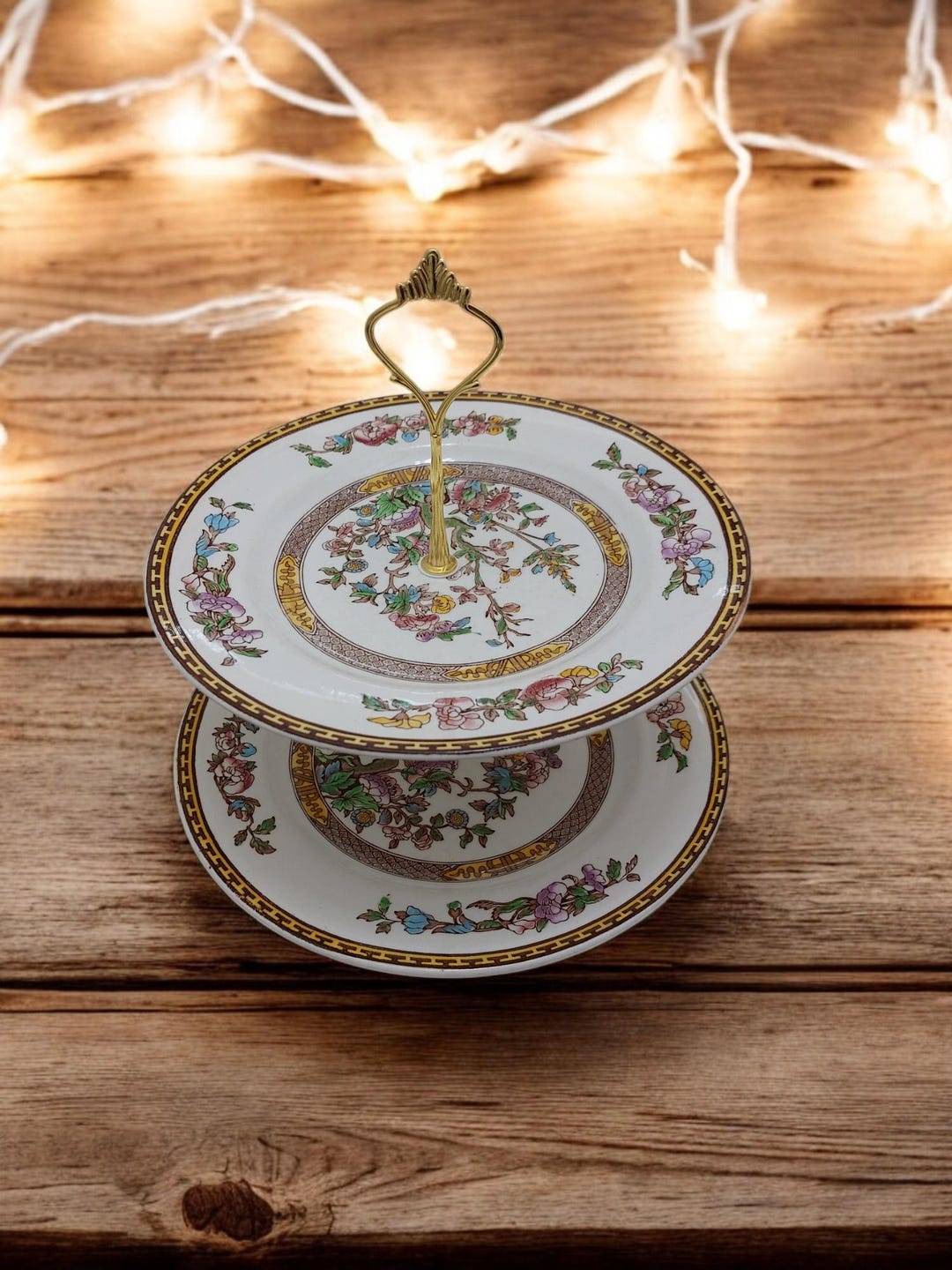 Washington Indian Tree 2 Tier Cake Stand Stoneware - Etsy