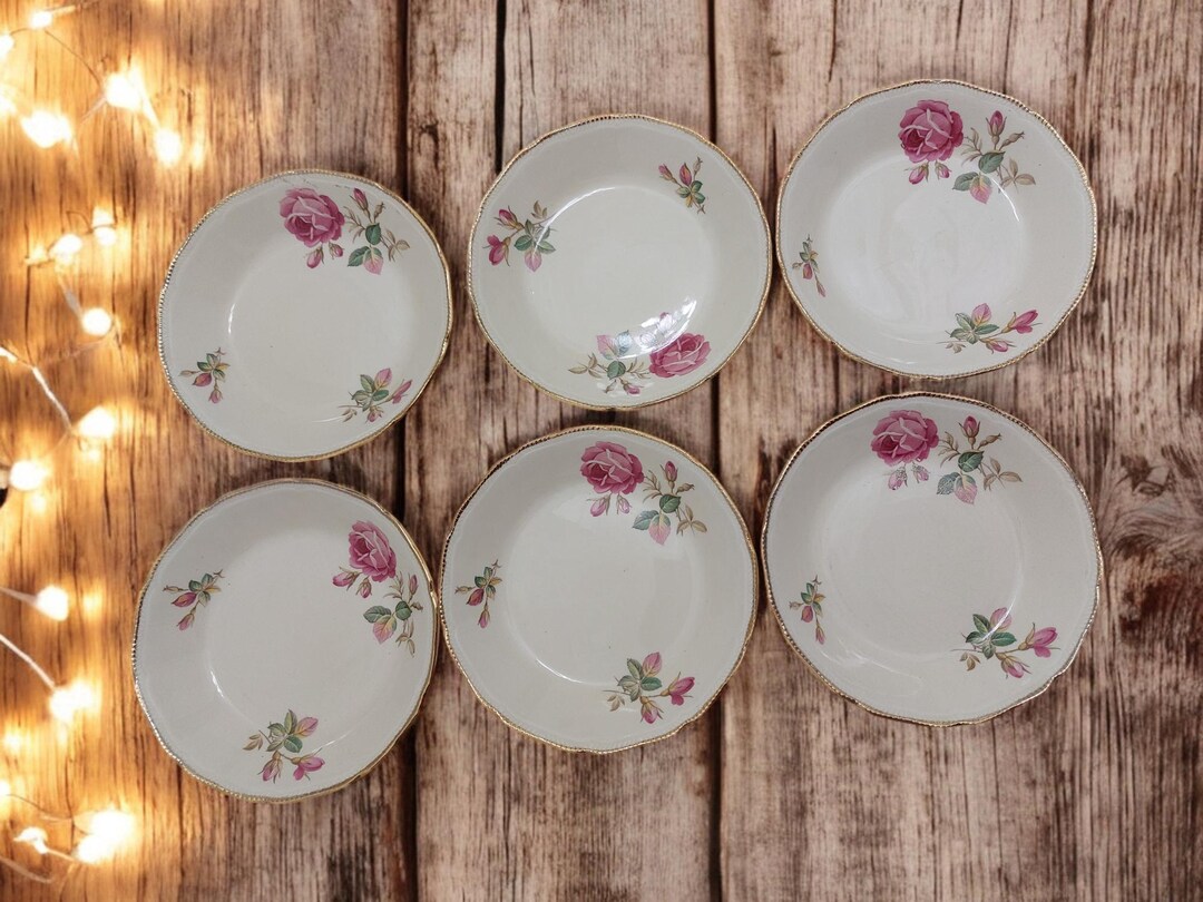 Royal Swan Antique England Porcelain Set of 6 Dessert Bowls Cabbage ...