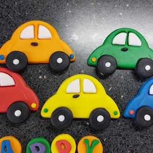 2d Edible Fondant Bright Coloured Car Cake Toppers Vegan - Etsy