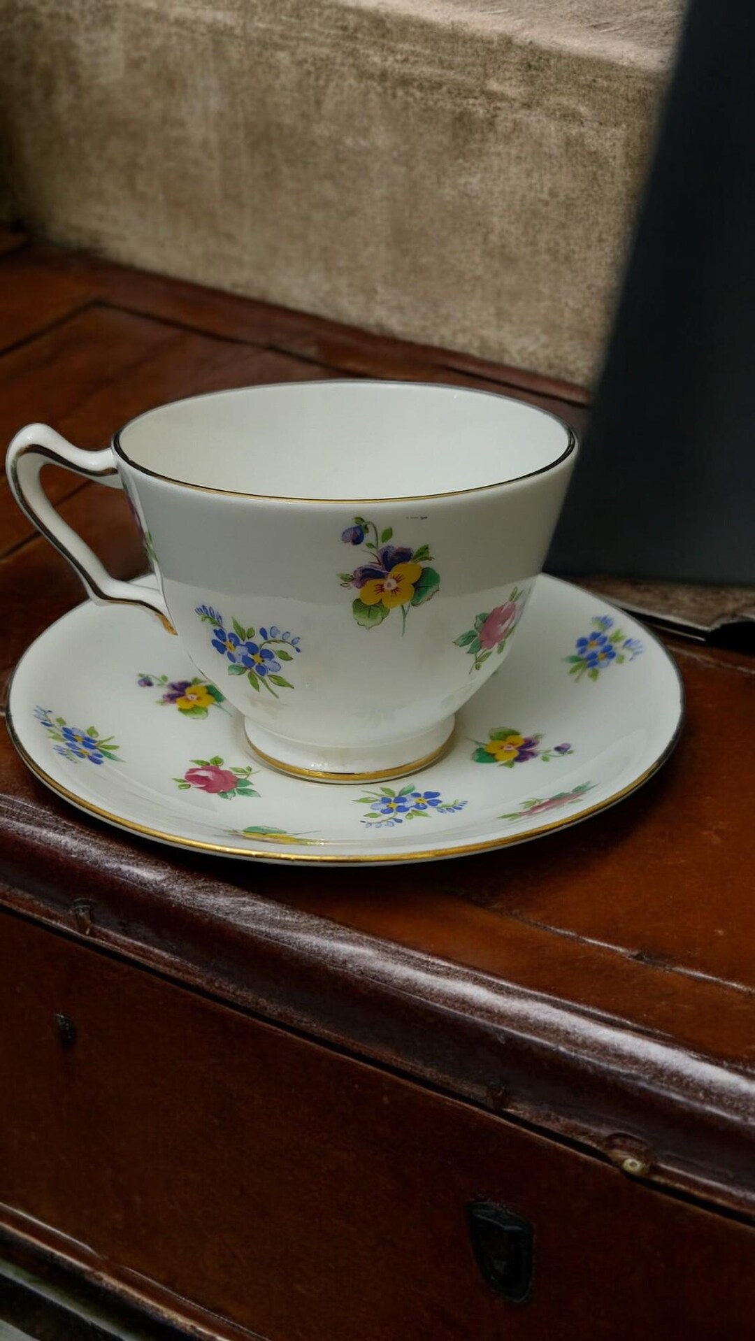 CROWN STAFFORDSHIRE English Gilt Tea Cup, Fine China Floral Tea Cup and ...