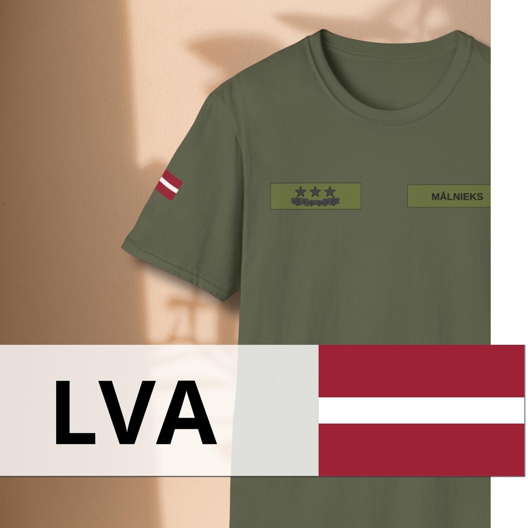 Personalized Latvian Army Style Military T-shirt With Custom Name Tag ...