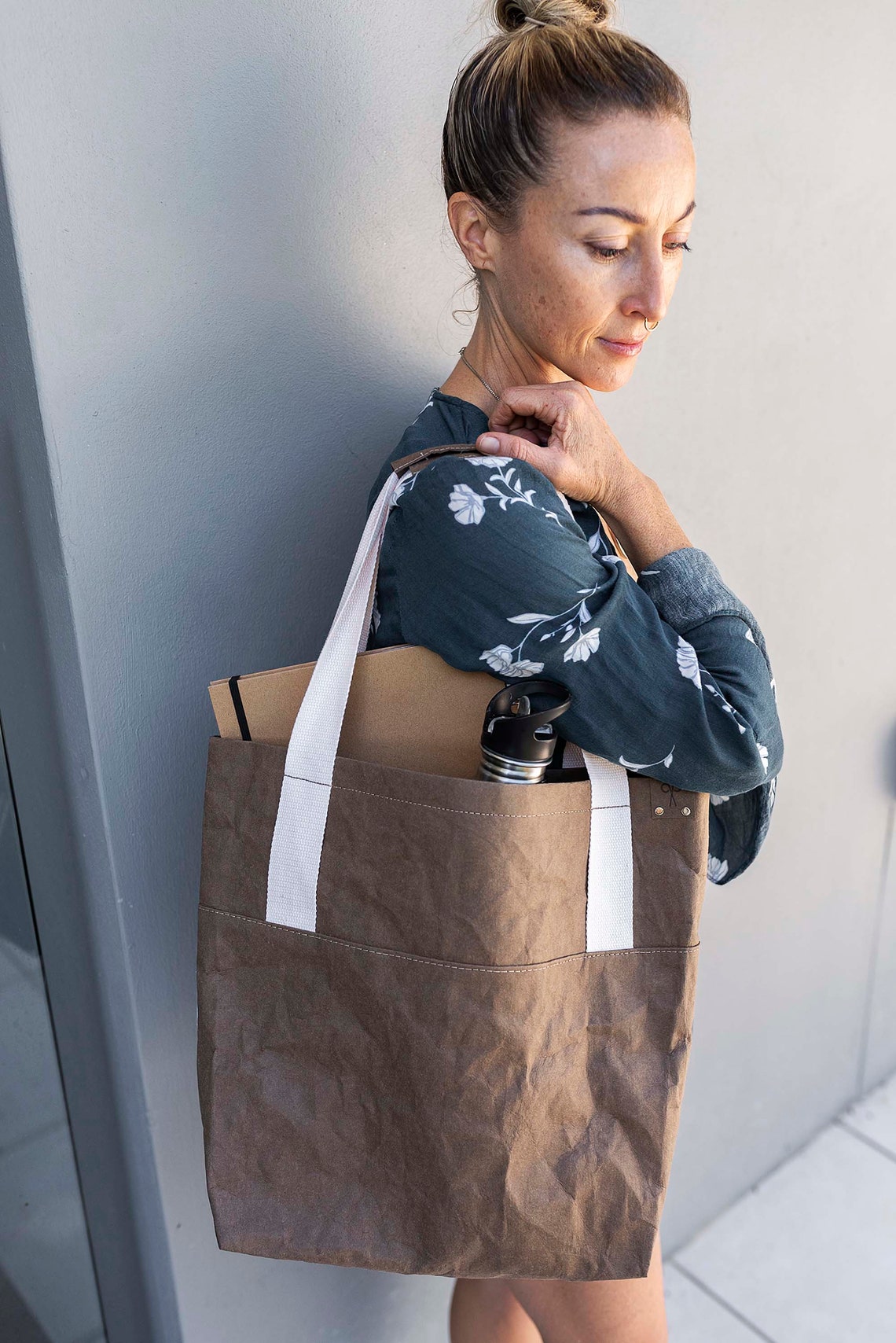 Shopping bag washable paper paper tote beach bag market | Etsy