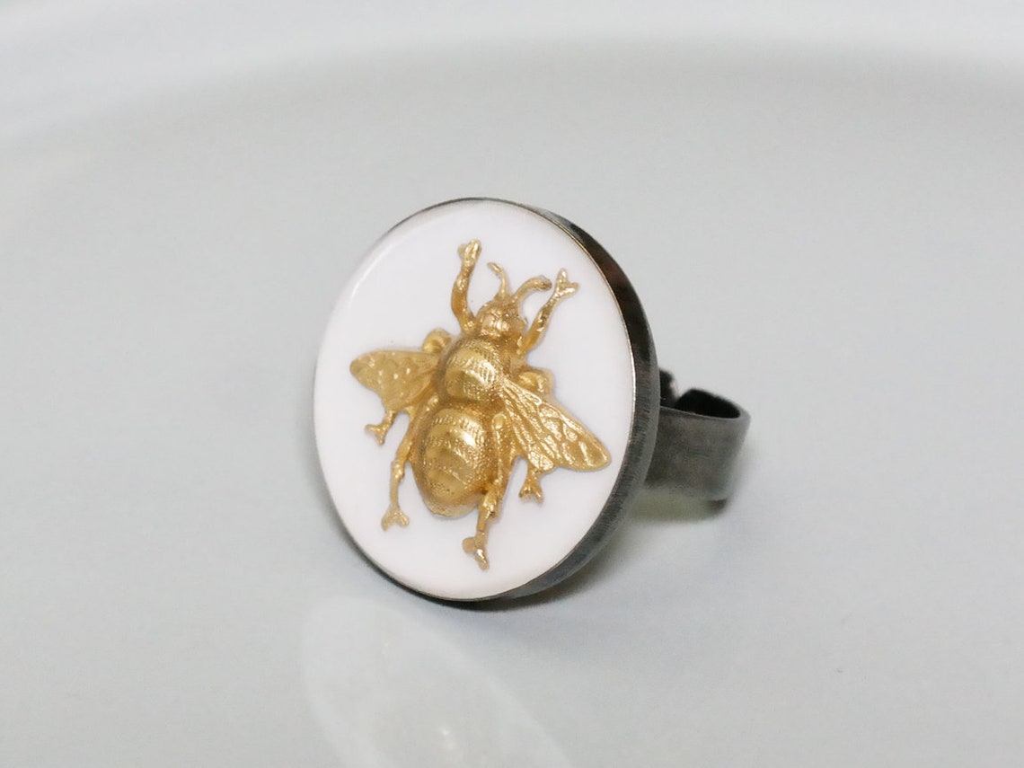 Bee Ring Eco Resin Ring. Adjustable Ring. Birthday - Etsy
