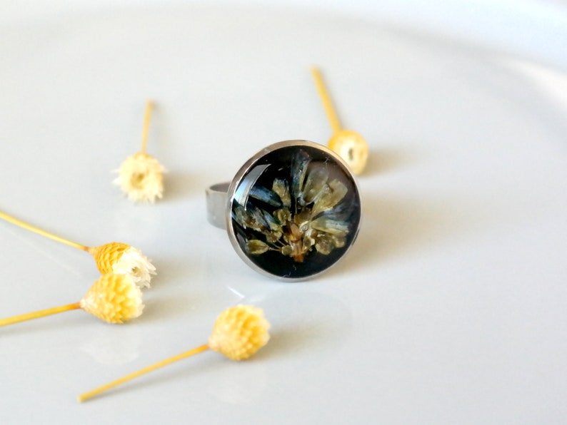 Real Flower Resin Ring Dried Flower Rings Eco Dried Flowers. | Etsy