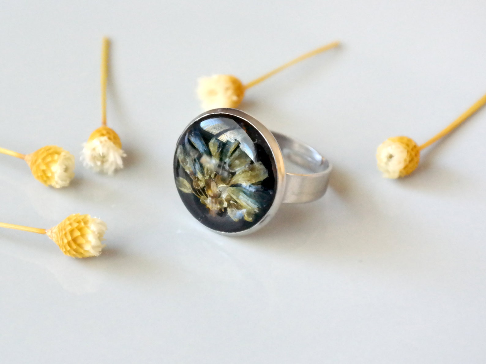Real Flower Resin Ring Dried Flower Rings Eco Dried Flowers. | Etsy