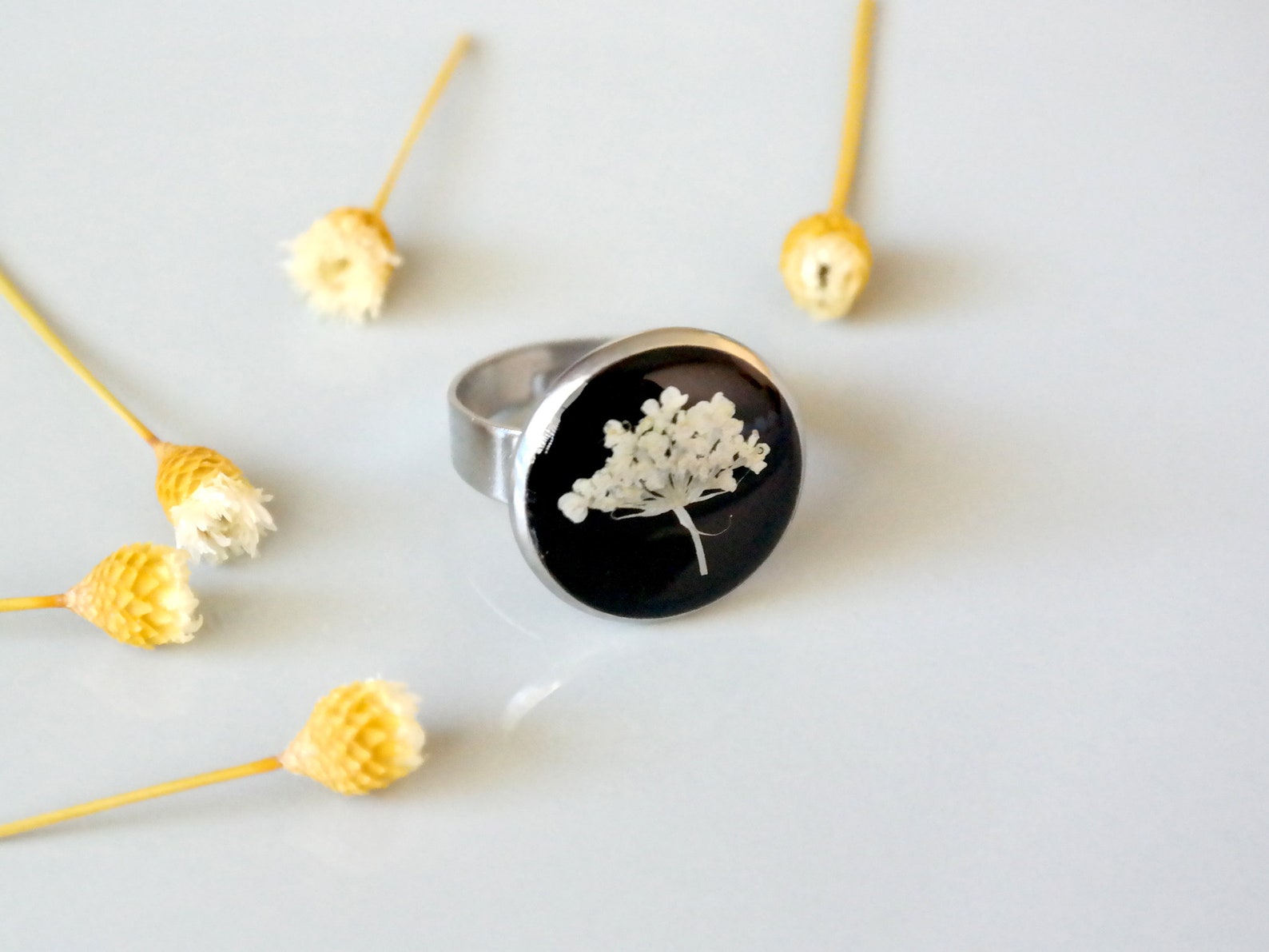 Real Flower Resin Ring Dried Flower Rings Eco Dried Flowers. | Etsy