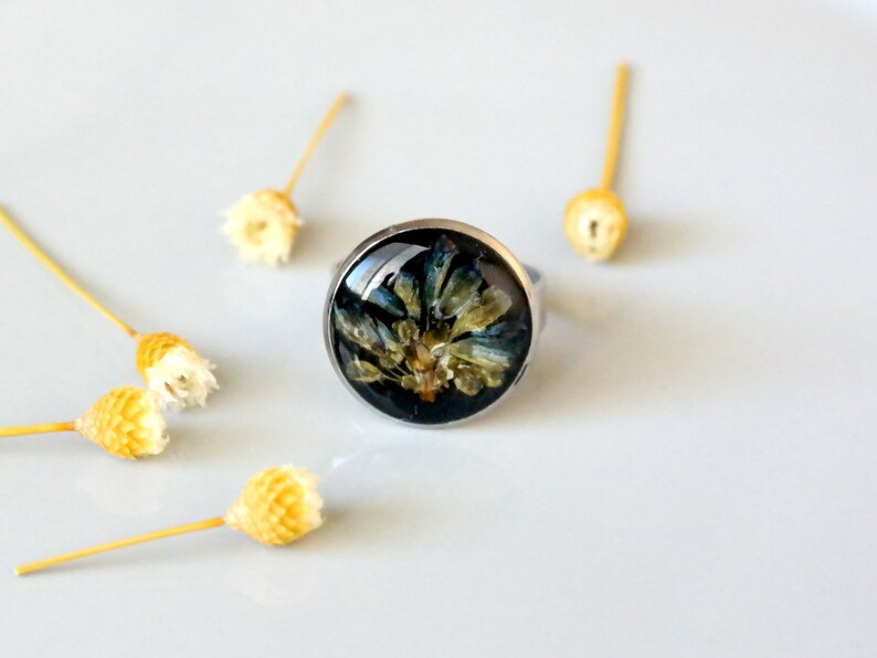 Real Flower Resin Ring Dried Flower Rings Eco Dried Flowers. | Etsy