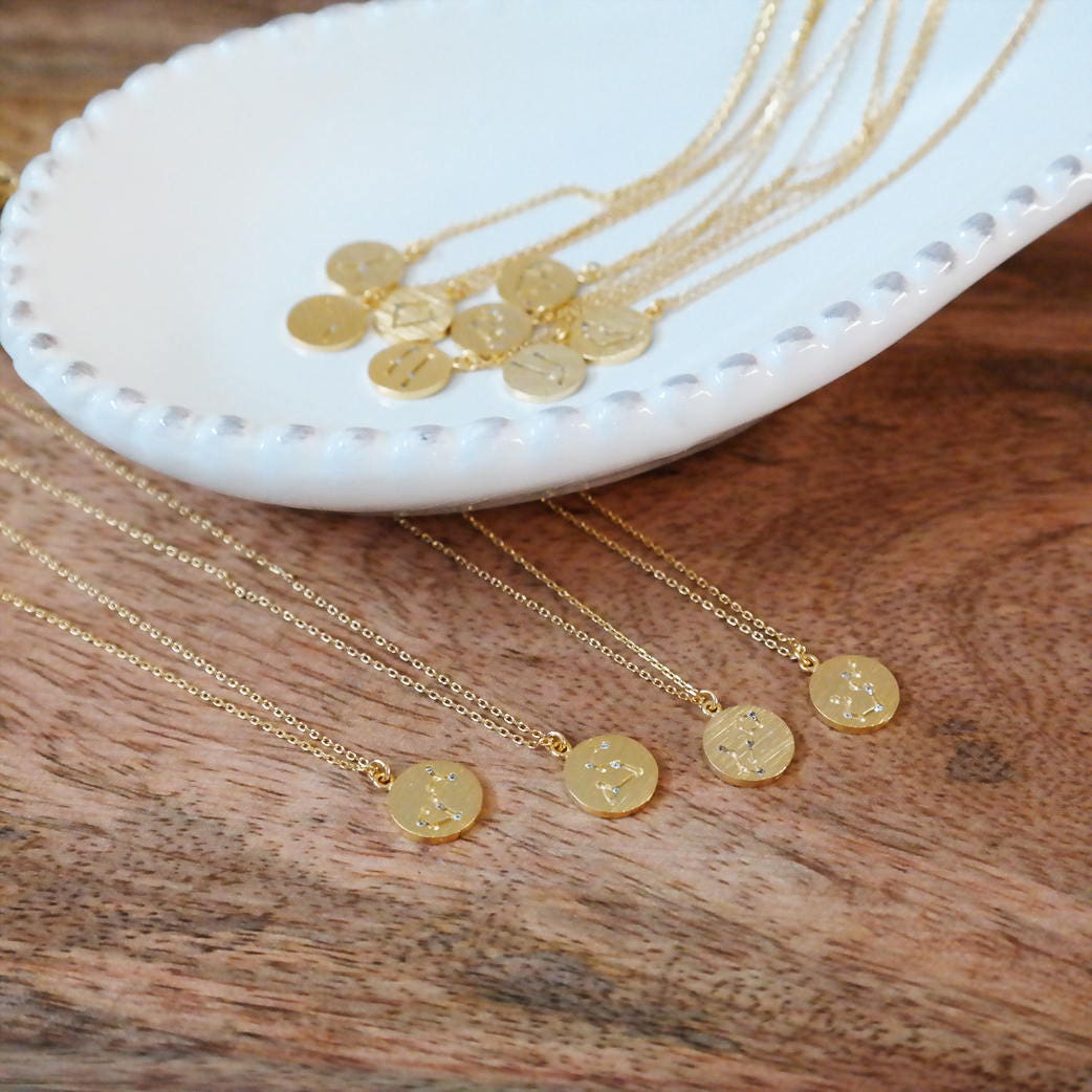 Custom 12 Zodiac Sign Horoscope & Star Sign Gold Plated - Etsy