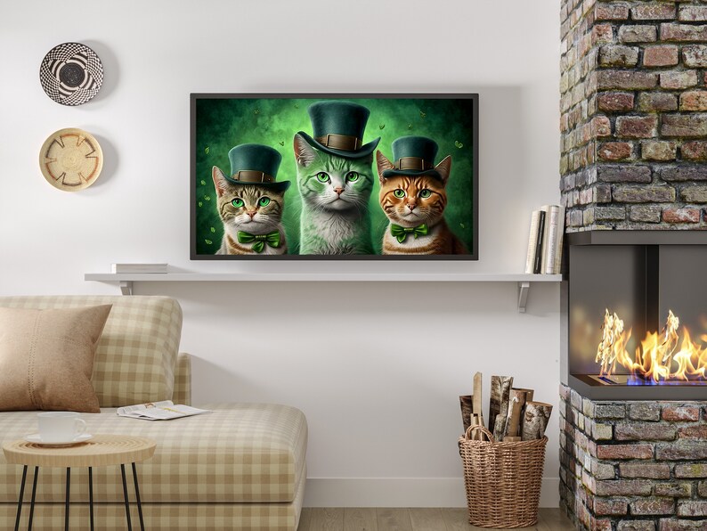 St Patrick's Day Funny Irish Cats, Samsung Frame TV Art, Luck of the ...