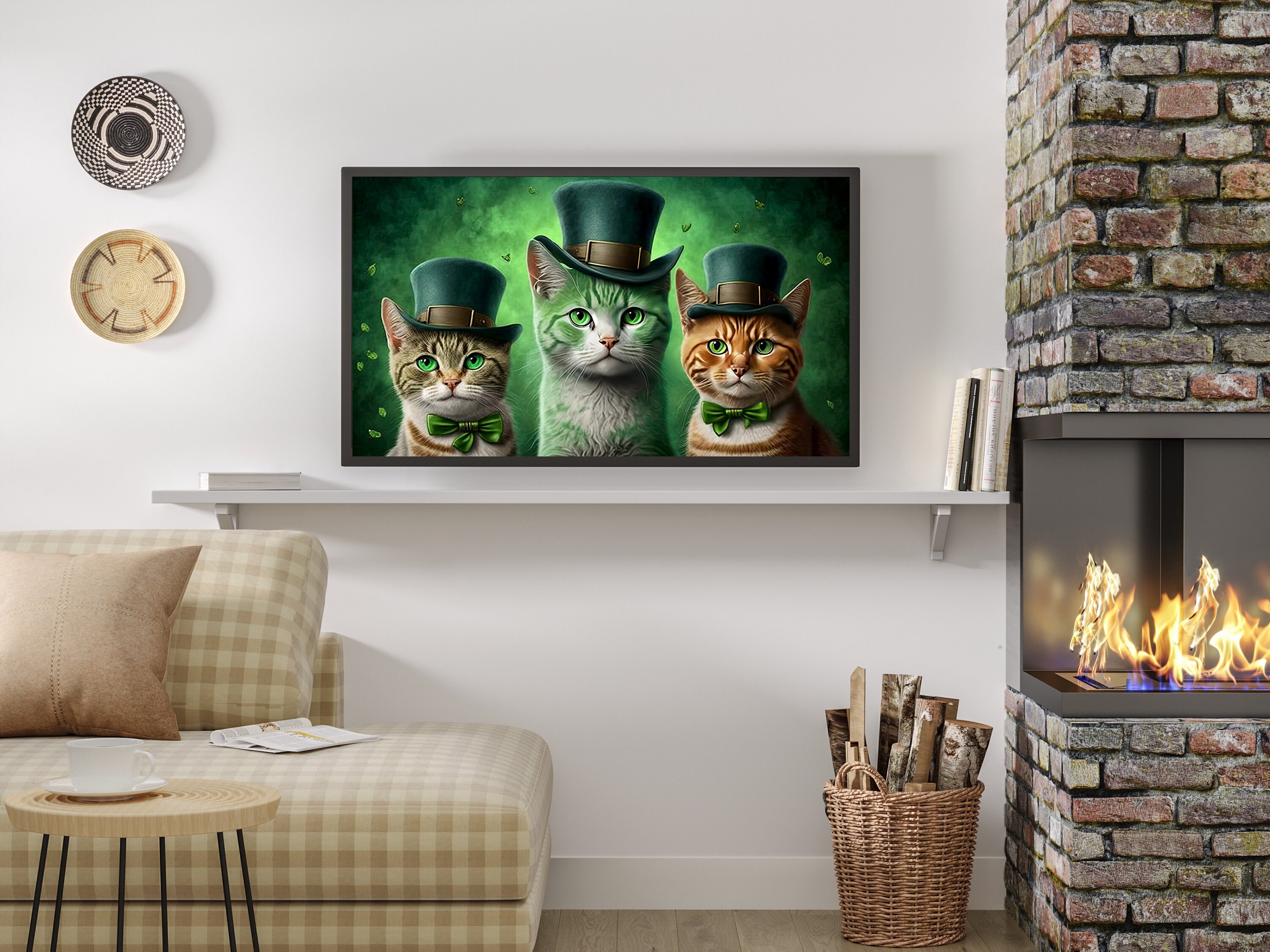 St Patrick's Day Funny Irish Cats, Samsung Frame TV Art, Luck of the ...