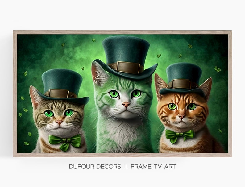 St Patrick's Day Funny Irish Cats, Samsung Frame TV Art, Luck of the ...
