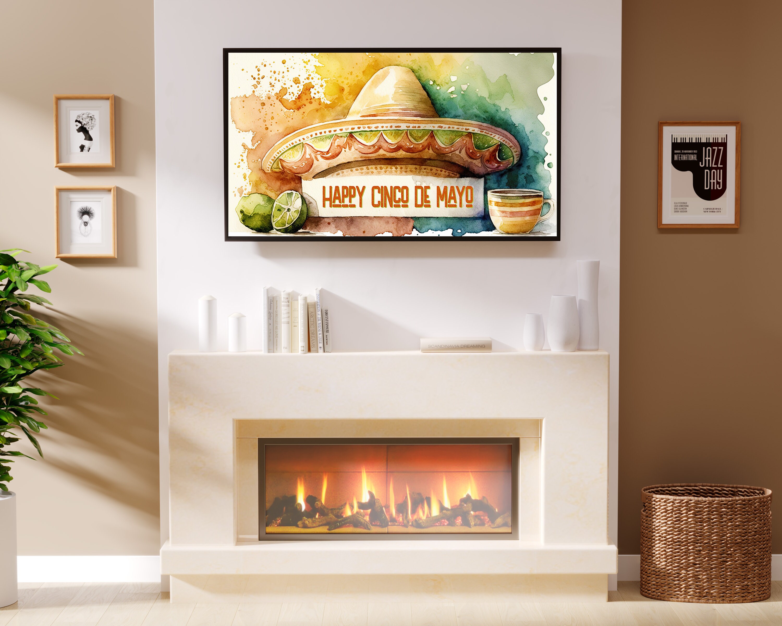 Happy Cinco De Mayo Watercolor With Sombrero and Limes, Samsung Frame ...