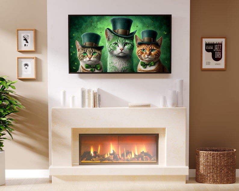 St Patrick's Day Funny Irish Cats, Samsung Frame TV Art, Luck of the ...