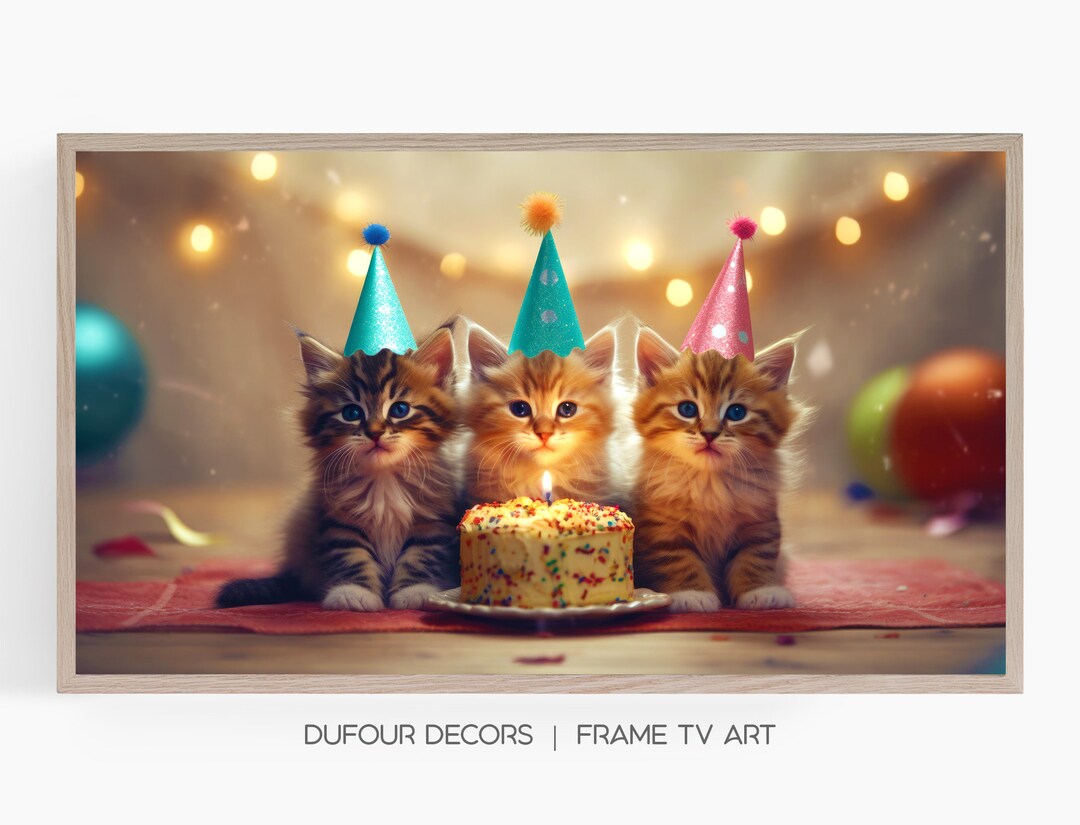 Adorable Happy Birthday Kittens With Party Hats | Samsung Frame TV Art ...
