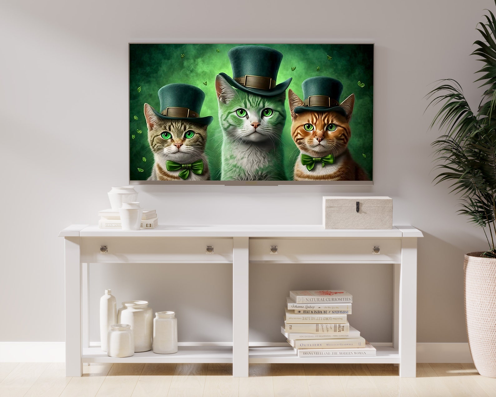 St Patrick's Day Funny Irish Cats, Samsung Frame TV Art, Luck of the ...