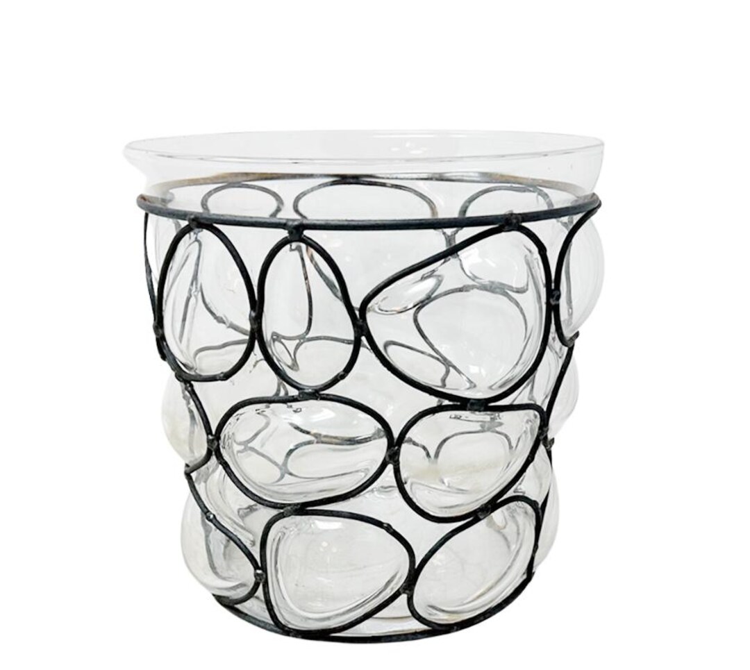 Vintage Caged Bubble Glass Vase - Etsy