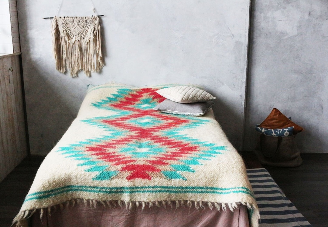 Rustic Wool Sheep Blanket: Handmade Ukrainian Lizhnyk, Aztec Style Wool ...