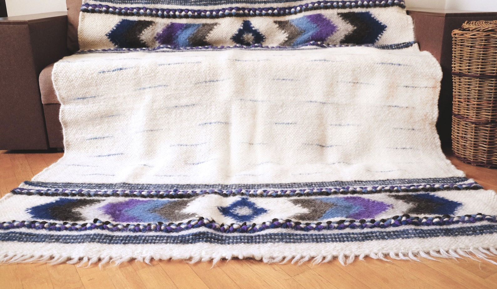 Hand Woven Natural Sheep Wool Blanket. | Etsy