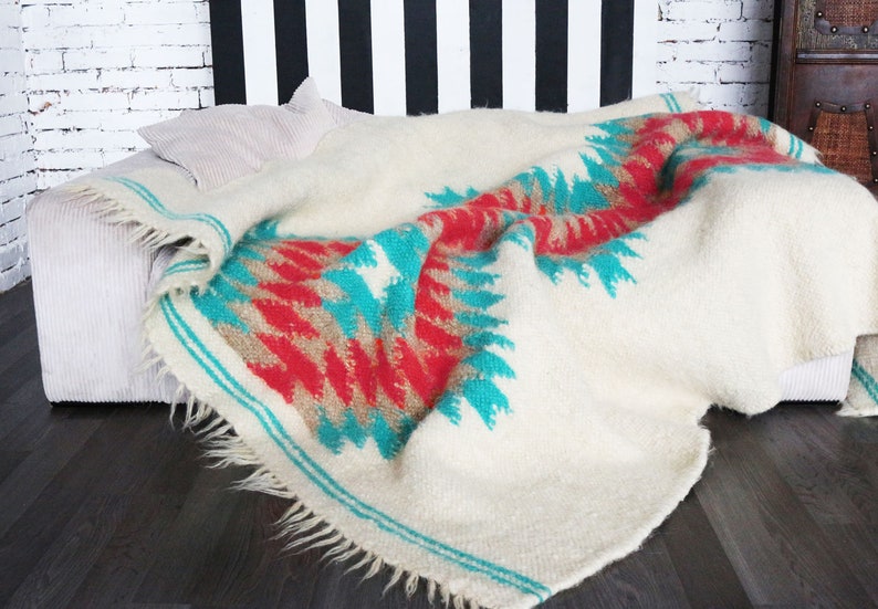 Rustic Wool Sheep Blanket: Handmade Ukrainian Lizhnyk, Aztec Style Wool ...