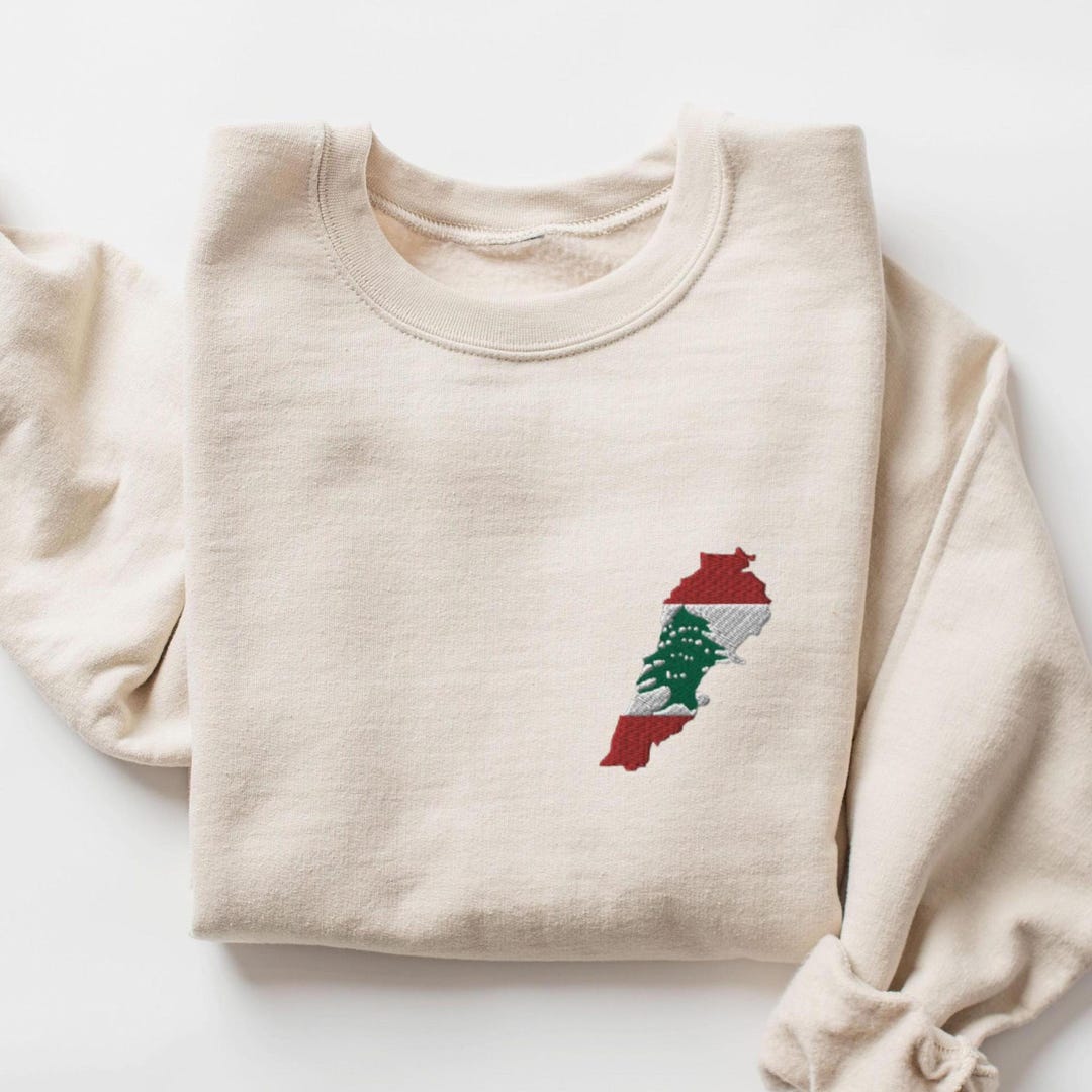 Embroidered Lebanon Sweatshirt, Lebanon Flag Mag Shirt, Lebanese Flag ...