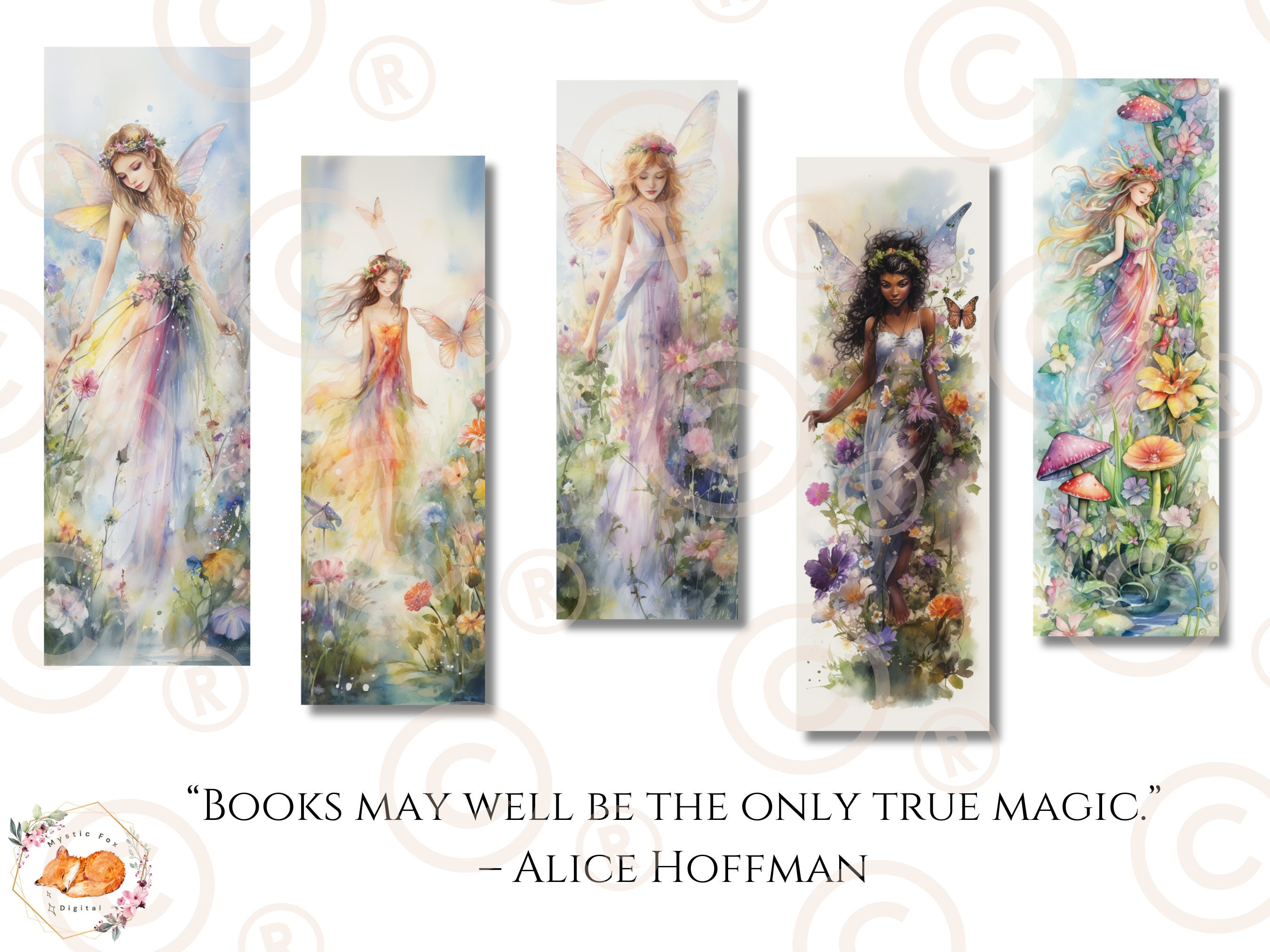 Watercolor Fairy Bookmarks, Printable Bookmarks, 15 Fairy Bookmarks ...