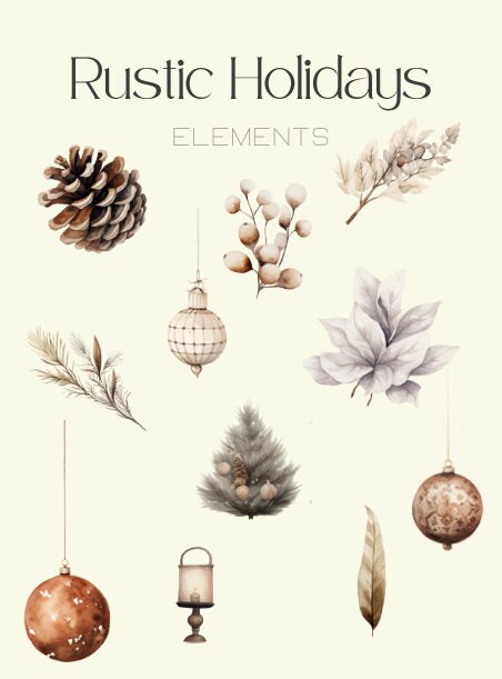 Rustic Christmas Clipart Rustic Christmas Decorations, Holiday Clipart ...