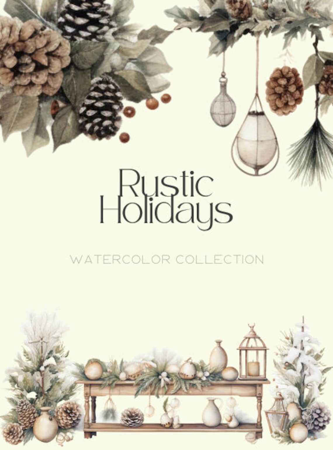 Rustic Christmas Clipart Rustic Christmas Decorations, Holiday Clipart ...