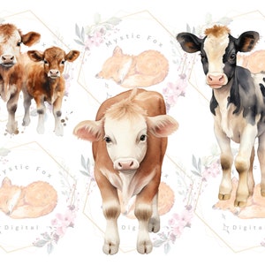 Watercolor Baby Farm Animals Clipart, Farm Scene Clipart, Cute Farm ...