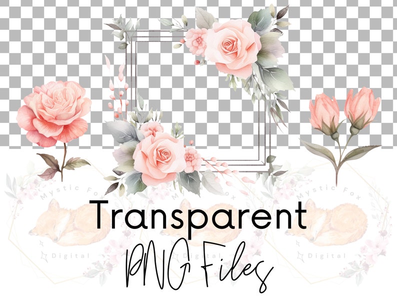 Watercolor Blush Rose Clipart, Pink Rose Clipart, Pink Rose Png ...