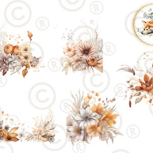 Neutral Floral Clipart | Flower Border Clipart, Boho Wedding, Dusty ...