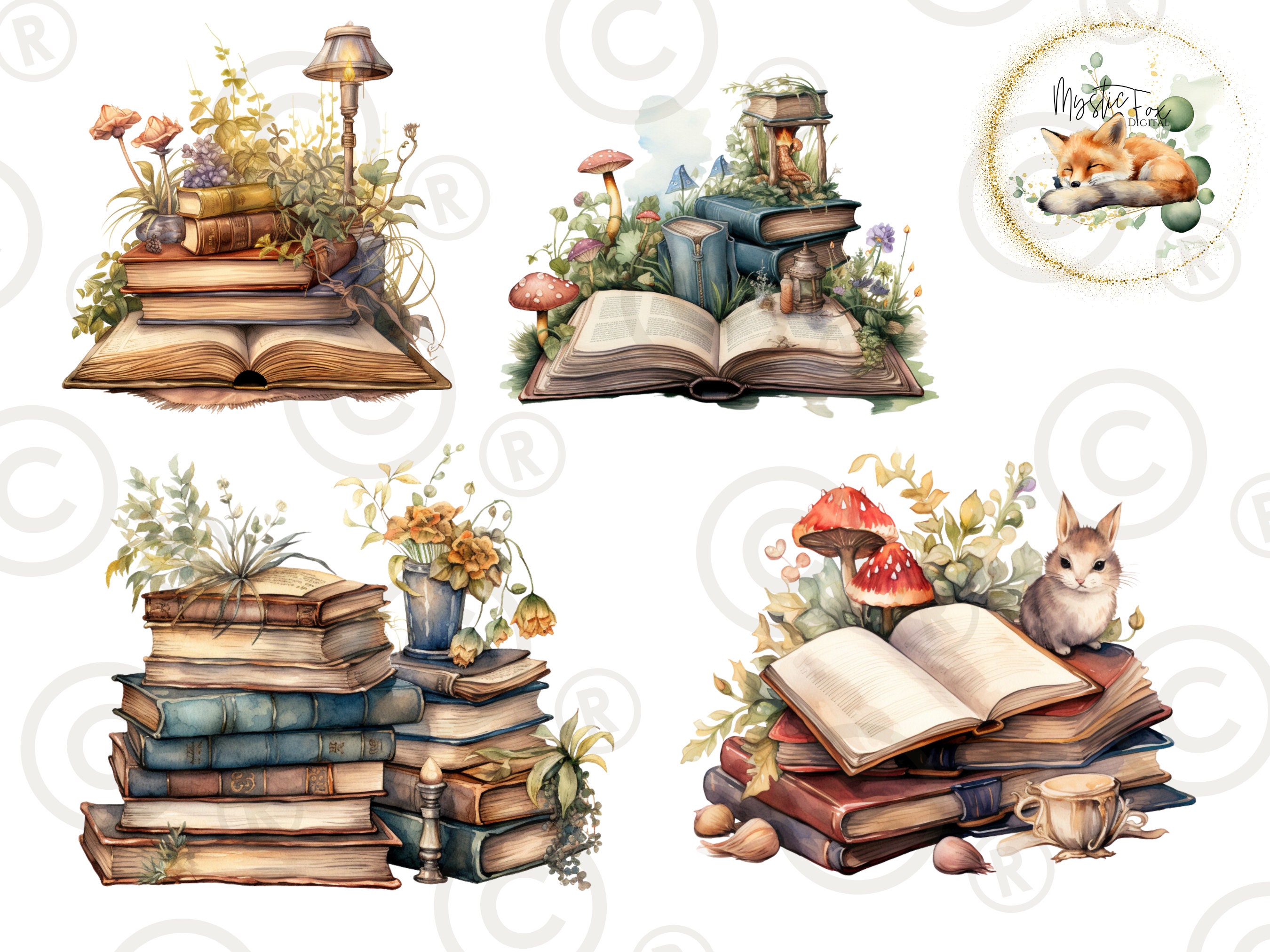 Watercolor Cottagecore Book Books Clipart 20 Transparent Pngs ...