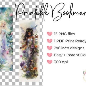 Watercolor Fairy Bookmarks, Printable Bookmarks, 15 Fairy Bookmarks ...